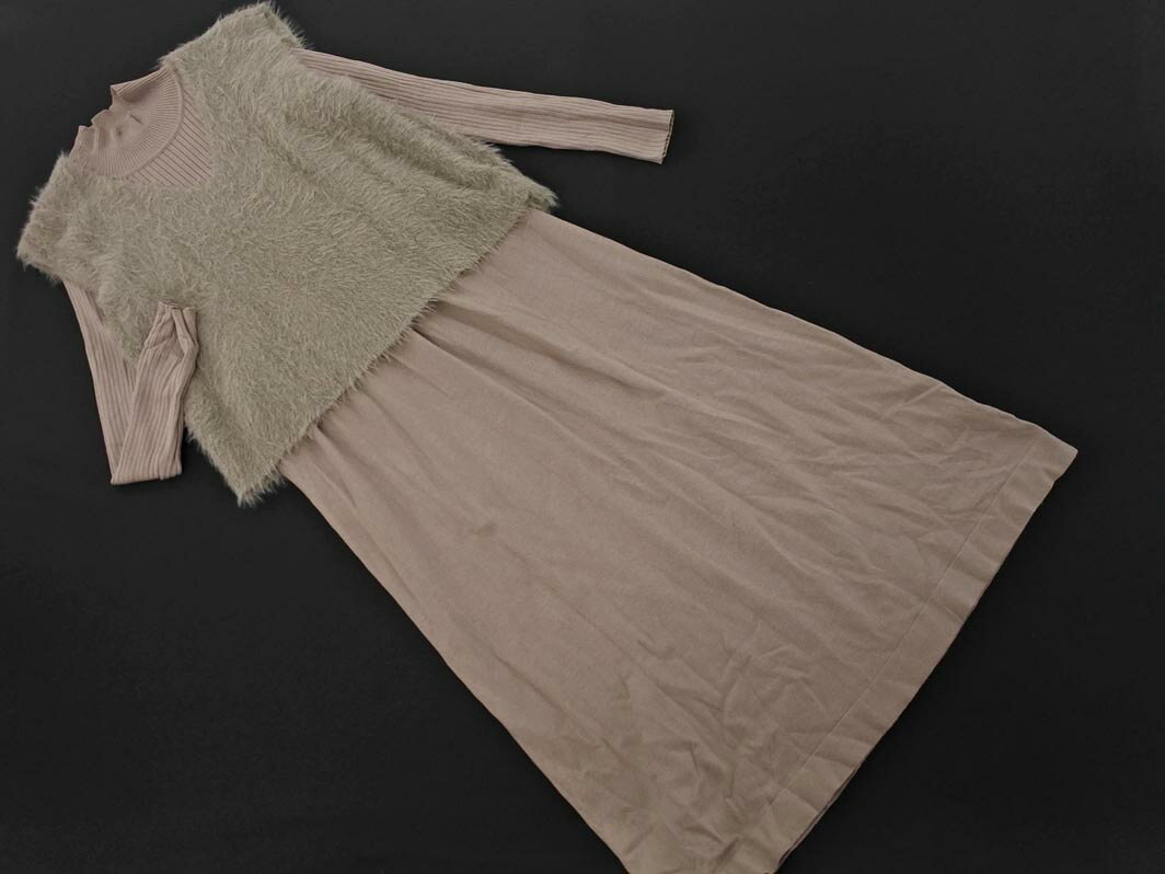 Chez toi シェトワ ニット ベスト ワンピース セットアップ sizeF/ベージュ ◇■ ☆ gaa7 レディース ベスト：前面・スソ左にヨゴレがございます。（各箇所のヨゴレやダメージに関しましては、写真をご参照ください）他に状態の...