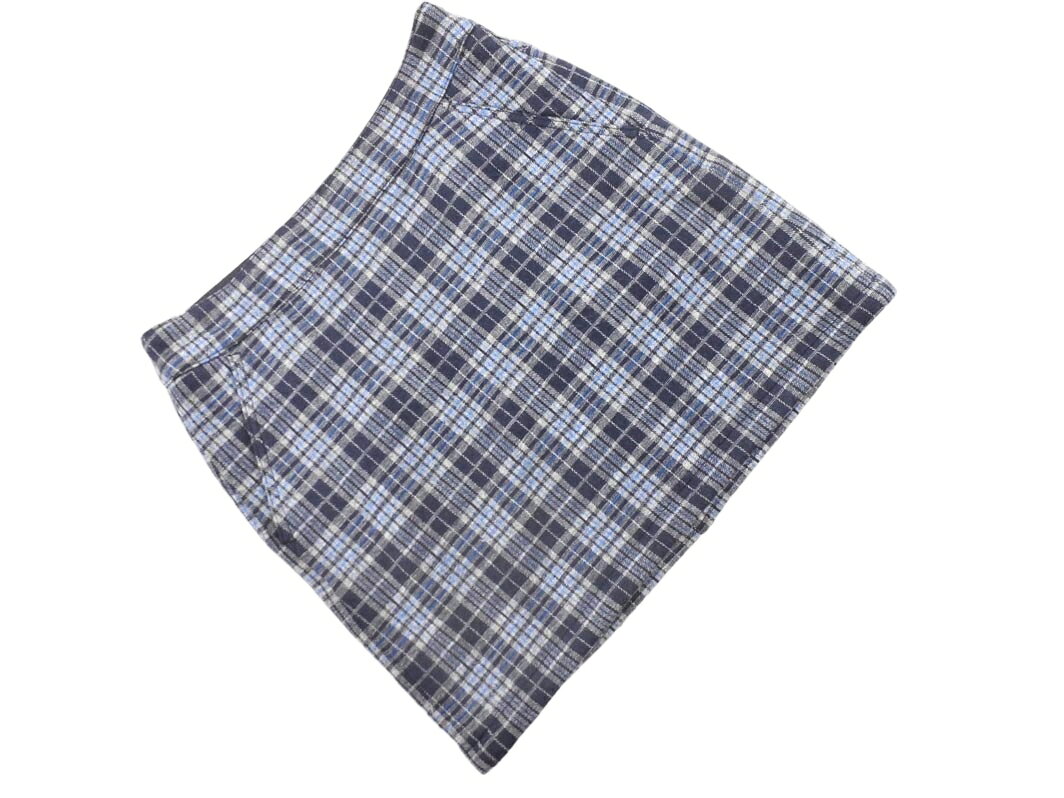 BEAMS GOLF ビームス ゴルフ ウール混 チェック スカート sizeS/グレーx黒x青 ◇■ ☆ ggc8 レディース 裏地：あり　ファスナー：左サイド　商品に目立つヨゴレなど無く、USEDとして良い状態です。 表記サイズ：S 実...