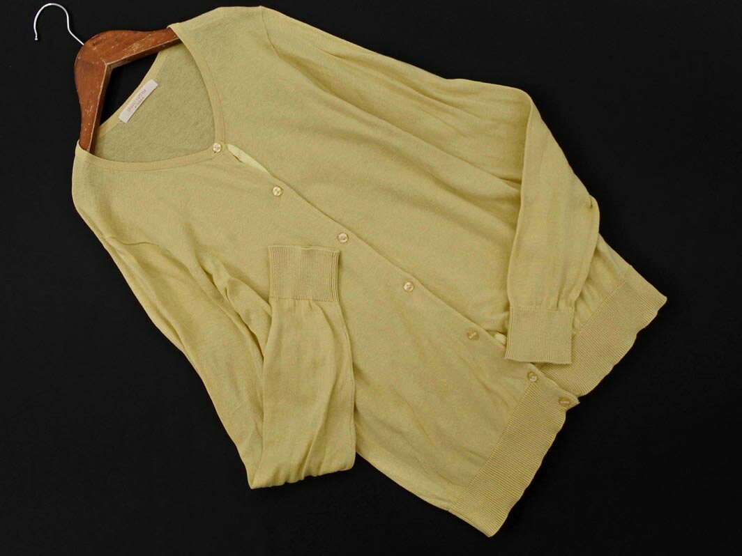 ネコポスOK chocol raffine robe ショコラフィネローブ ニット カーディガン sizeF/黄 ■◇ ☆ gfb5 レディース 商品に目立つヨゴレなど無く、USEDとして良い状態です。 表記サイズ：F 実寸サイズ： 肩幅3...