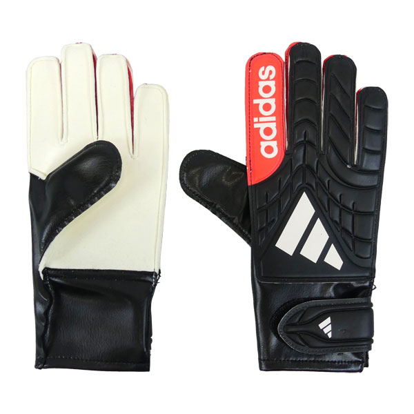 ジュニア サッカー キーパーグローブメーカー：アディダス adidasカラー：ブラック（KA7809） 素材：ポリウレタン100%ソフトグリップラテックスの手のひらは最適なグリップ力と耐久性を備えていますハーフバンドの手首への締め付けにより...