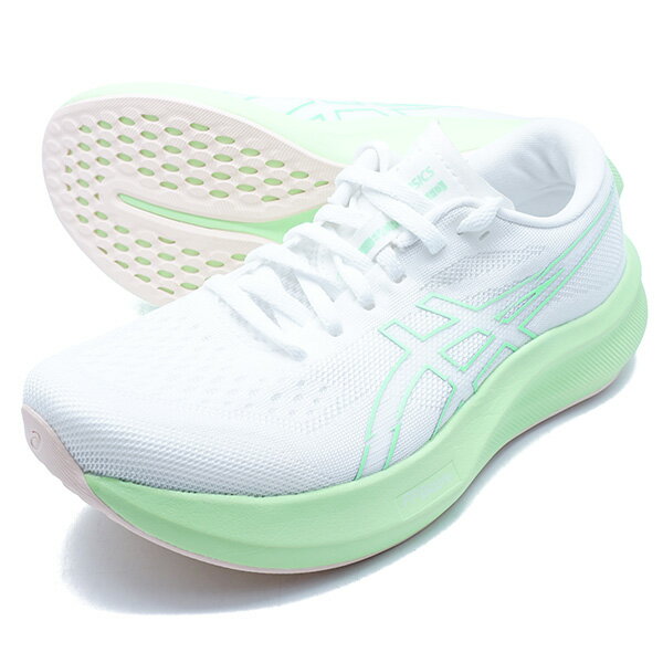 レディース ランニングシューズメーカー：アシックス asicsカラー：White/Mentholアッパー：合成繊維アウトソール：ゴム底クッション性と前への推進力を兼ね備えた軽量モデル。【在庫について】当ショップは、店頭及び自社サイトにて在庫...