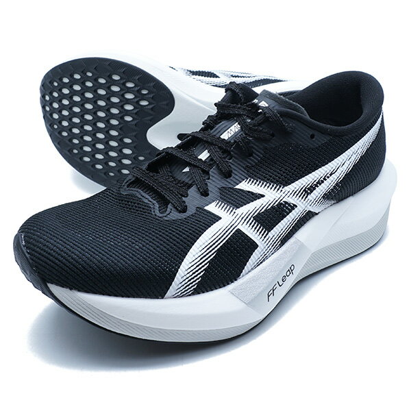 ランニングシューズメーカー：アシックス asicsカラー：Black/Whiteアッパー：合成繊維・合成樹脂アウトソール：ゴム底軽量で反発性、操作性を求めるランナーにおすすめなMAGIC SPEED 5【在庫について】当ショップは、店頭及び...
