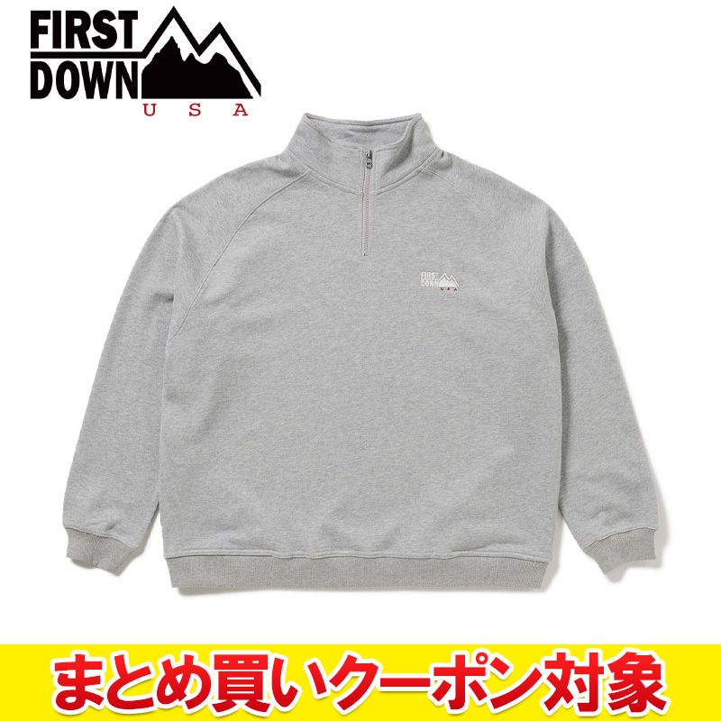 【デザイン】 定番のワンポイントロゴのハーフジップスウェット。 スタンドのネック部分は共生地でダブル仕立てとなっており、しっかりとした作り。 フロントに控えめに配置されたクリアランス 【返品不可】 FIRST DOWN USAの刺繍ロゴが、...