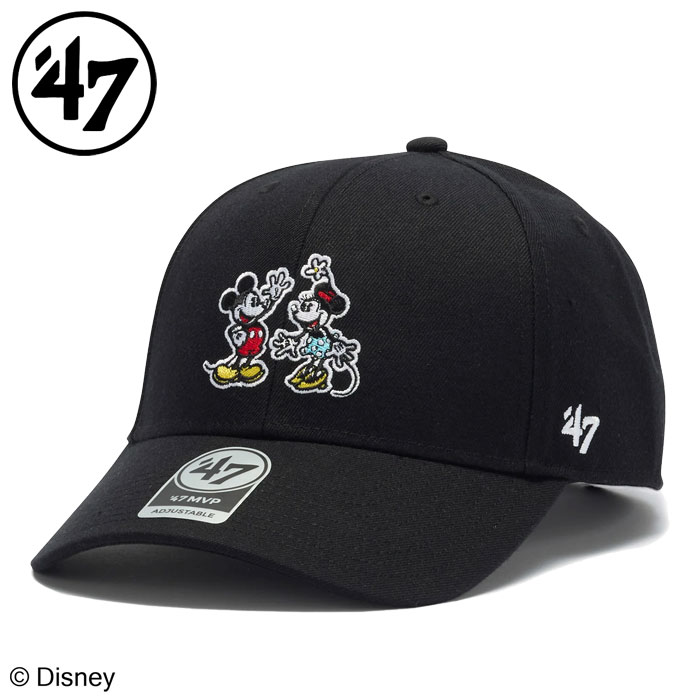 ディズニーキャラクターをデザインしたコレクション。 ミッキーマウスとミニーマウスをフロントにレイアウトしています。 '47 MVPはツイル生地のアジャスタブルキャップ。 キャップのフロントパネル部分はしっかりと立ち上がり、 シワの無いきれい...