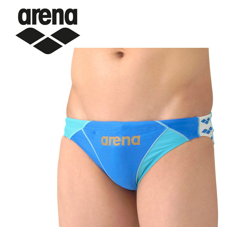 サイドにアリーナロゴを配置しスポーティーなデザインのブリーフタイプの水着。 アリーナロゴをイメージした切替えで、カラフルでありながら高級感のあるデザイン 前身頃と後身頃に黒の裏地付きポリエステル ポリウレタン 複合繊維(ポリエステル)【メー...