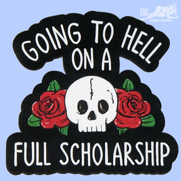 GOING TO HELL ON A FULL SCHOLARSHIP/地獄生き確定の生き方　スカルピンズ｜バイカー・ロカビリー系アクセ 素材　亜鉛合金　エナメル塗装 キャッチ　シリコンキャッチ ジャケットやシャツ、バックなど気軽に追加アイ...