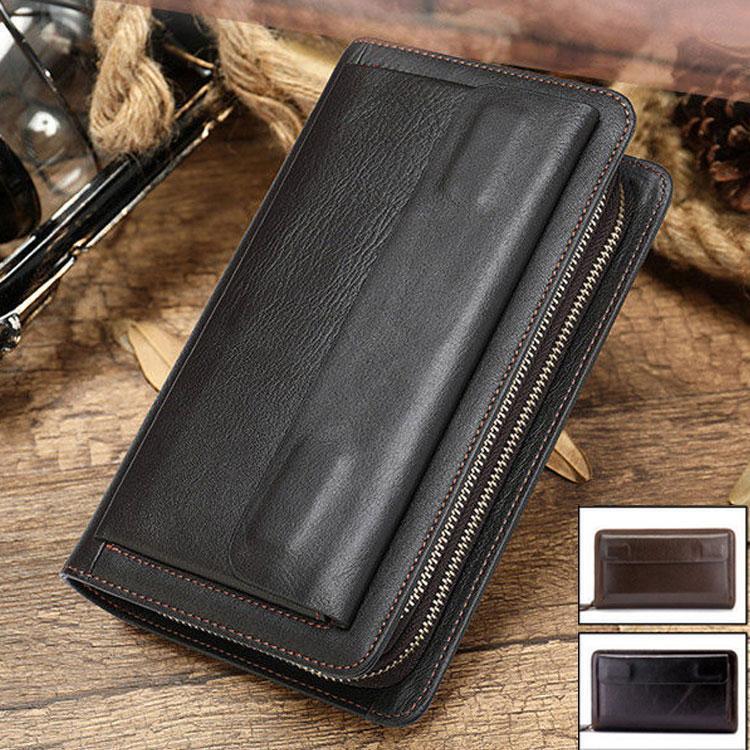 ■品名:メンズセカンドバッグ■素材（外側）:牛革■素材（内側）:ポリエステル■サイズ(約):横21.5cm、縦12.8cm、マチ3.5cm■金具の色：ゴールド■開閉式：ファスナー式■ポケット 内側：カードポケット*8、札入れ*4、スマホ収納...