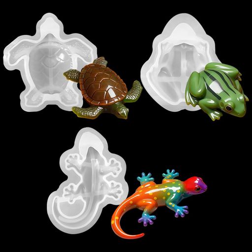 高品質素材:高耐久性のUVレジン、エポキシ樹脂、樹脂粘土などにご利用いただけるシリコンモールドです。内壁は柔らかく、完成品はとても滑らかで、光沢のある高級感があります。 適用性が広い:カエル、亀、トカゲなど3つのシリコンモールドです。キャン...