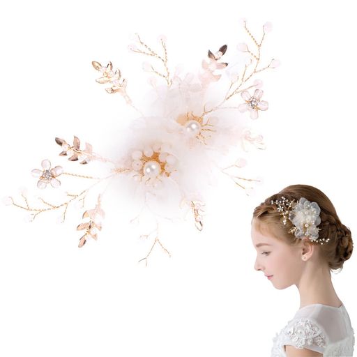 【製品詳細】お花をモチーフとしたヘアークリップ。サイズ:約14*6cm。重さ:約24g。適用対象:子供大人兼用(3歳以上)。 【特徴】お花から透けて見えるゴールドの葉やパールが美しく、近くで見てもとても綺麗なデザインです。 【壊れにくい丈夫...