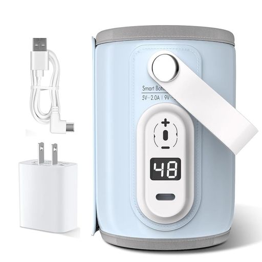 【ミルク保温器・6段階温度調節】哺乳瓶ウォーマーは熱伝導力が高くて、18W急速アダプター付きで容量240mlの哺乳瓶を20°Cから50°Cに温めるのに35分しかかかりません。(※加熱時間は主に外気温とボトルの容量に依存する)。「40°C/4...