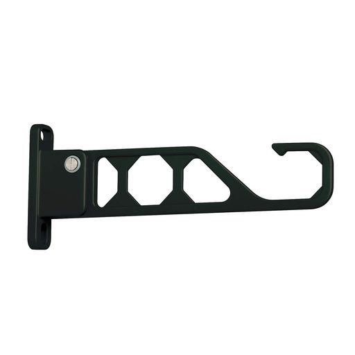 出幅295mmのコンパクトな物干金物。幅の狭いベランダ等、狭いスペースに最適です。 使用しない時は折りたたんで収納できます。 竿を掛ける、取り外しが容易です。 室内物干しやお店ののれん掛けにも使用されています。 ※取付け用のネジ等は付属して...