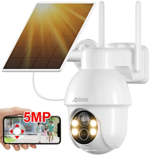【最新全面進化した5MP 500万高画質屋外ドーム型防犯カメラが登場!】ANRAN防犯カメラ屋外用ソーラーは5MPの高解像度が付き、市販従来の2Kカメラと比べ解像度がアップさせ!夜間でも細部まで見逃すことなく、より高精細でフルカラーの画像を...
