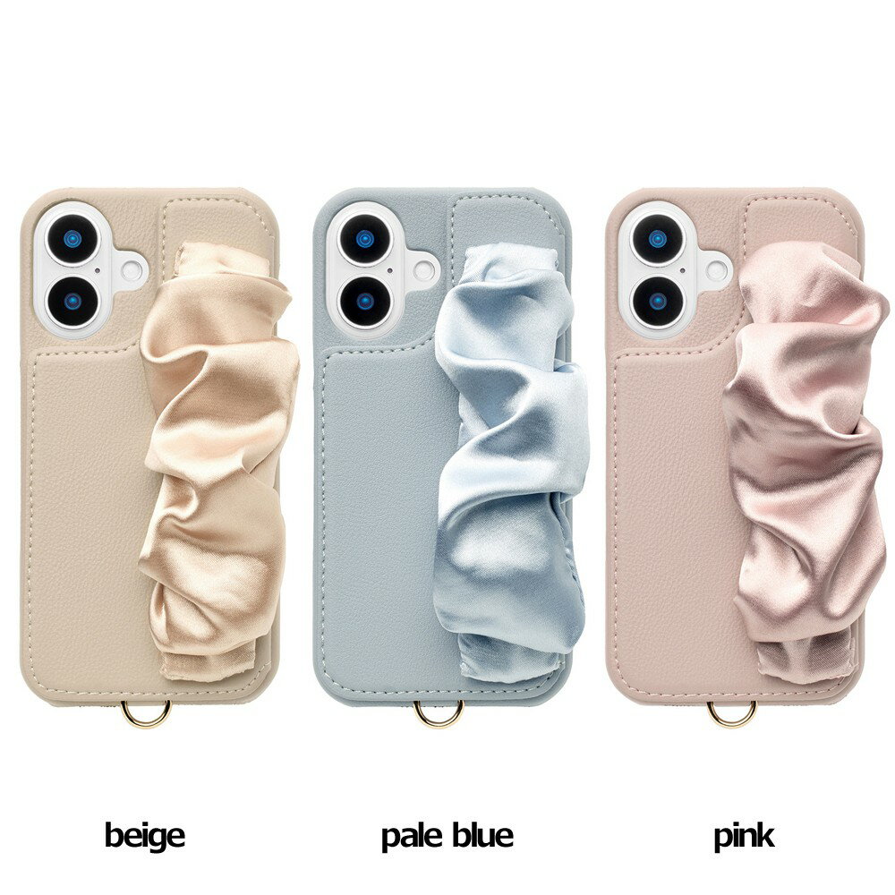 女性らしさと機能性を兼ね備えた新定番、Scurnchie Caseが登場！ ユニケース Classy Scrunchie Case for iPhone 16 このケースは、目を引く華やかなサテン生地のシュシュが特徴です。 手首に馴染むシュ...