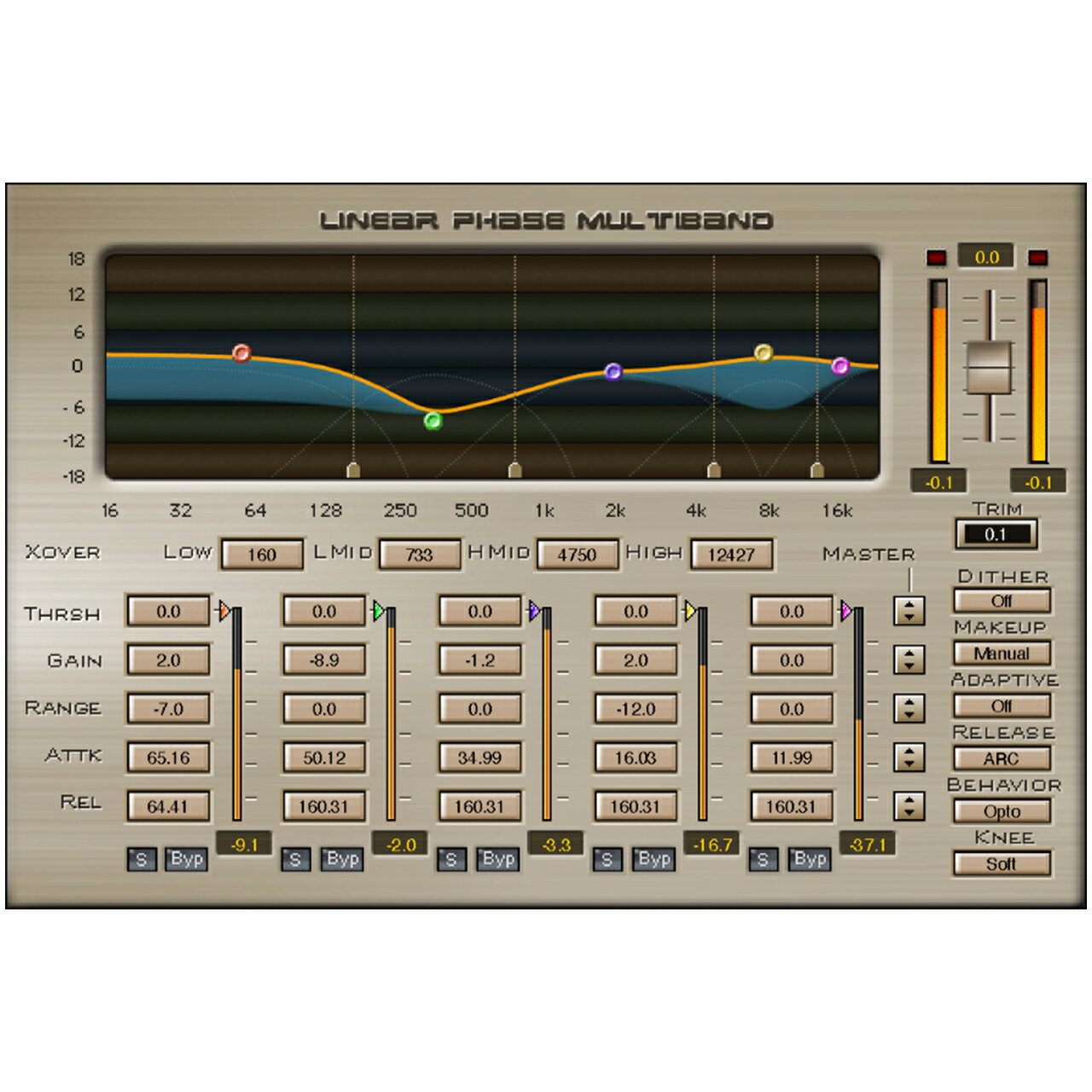 Linear Phase Multiband Compressor プラグインエフェクト DAW DTM マスタリング専用マルチバンドコンプ 商品概要 アダプティブスレッショルドや自動メークアップゲイン、フィニットレスポンスフィルタなどの比...