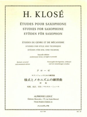 ジャンル：サックス出版社：Alphonse Leduc弊社に在庫がない場合の取り寄せ発送目安：8日-31日作曲者：Hyacinthe-Eleonore Klose／イアサント・クローゼ編成：サックス解説：《輸入楽譜》こちらの商品は他店舗同時...