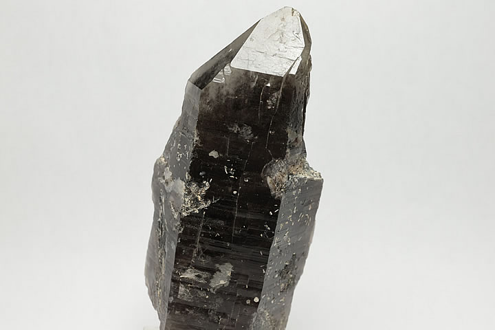 10.9×4.6×3.3cm 184g　 苗木産の煙水晶ポイントです。 結晶先端のダメージはほとんどなく、苗木産の特徴が良く表れた標本です。 岐阜県中津川市苗木産　