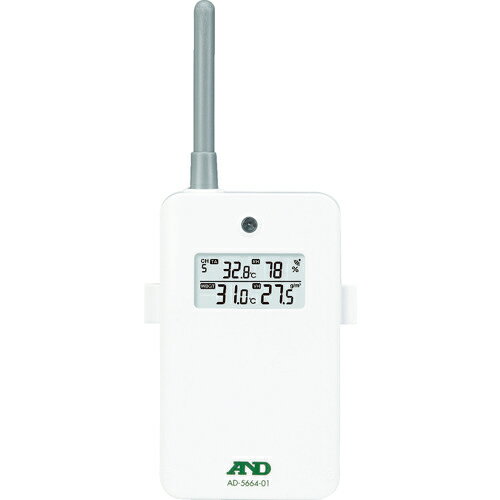 【特長】●離れた場所の温湿度や熱中症指数（WBGT）、絶対湿度（VH）をワイヤレスで表示します。●熱中症の危険性や季節性インフルエンザの流行を知るために使用できます。●AD-5664SETの増設用子機です。●親機1台に子機を5台まで増設（接...