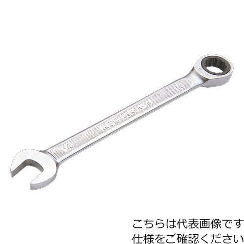 【特長】●送り角度5°（9mm以下と21mm以上を除く）で、狭い場所でのスムーズな連続作業ができます。●矢印表示により、作業方向が一目でわかります。●ラチェットめがね部は本締めが可能です。【仕様】●対辺寸法(mm)：24●厚さ(mm)スパナ...
