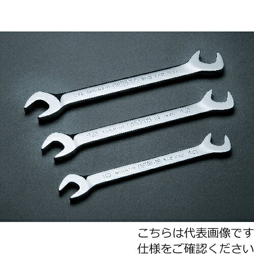 【特長】●1本に同サイズで異なるアングル角（30°、60°）を採用しています。●スタンダードスパナ（15°）と異なる2つのアングル角度で作業範囲が広がります。●口径部は応力が集中する部分を強化する設計のため口開きしにくく、先端部はあごが小さ...