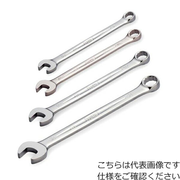 【特長】●スパナのスピードとめがねレンチの強さを兼ね備えています。●仮締めをスパナ側で、本締めはめがね側で行える1丁2役の機能工具です。●めがね部の柄の曲がり角度15°です。●グッドデザイン賞受賞品です。【仕様】●二面幅寸法(インチ)：25...