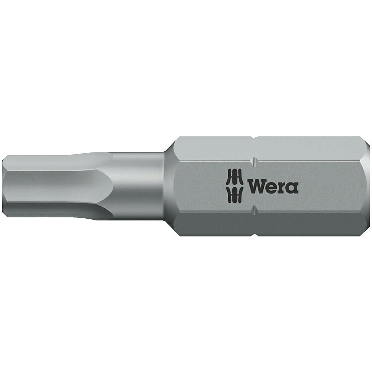 【特長】●頑強なビットで、鉄板や金属板の加工に最適です。●Wera独自のHex-Plusと呼ばれる面接触構造により、六角ねじ穴の内側を傷めることなく、ねじの寿命を延ばすことにも貢献します。【仕様】●全長(mm)：25●対辺(インチ)：5/3...