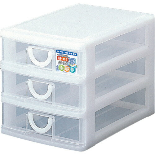 【特長】●取っ手がついた引出し収納です。●出し入れがしやすいです。【仕様】●引出し数：3●色：ホワイト●間口(mm)：162●奥行(mm)：232●高さ(mm)：167●引出し内寸(mm)間口：129●引出し内寸(mm)奥行：200●引出し...