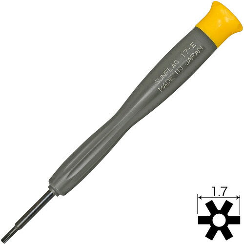 【特長】●携帯電話・PHS・各種ゲーム機器、精密機械などの特殊ねじ用工具です。●グリップ後部のキャップを軽く指先でおさえて頭部を安定した状態で回せます。●軸部は工業用特殊鋼使用にて、総焼き入れとなります。【仕様】●刃先：六角型●軸長(mm)...