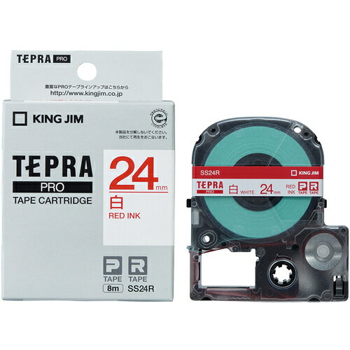 【特長】●シンプルな白ラベルに赤文字のテープです。●GPNエコ商品ねっと掲載商品●グリーン購入法適合品●お店のPOPや室内の公共表示に。【仕様】●テープ幅(mm)：24●テープ色：白●テープ長さ(m)：8●文字色：赤●適合機種：テープ幅24...