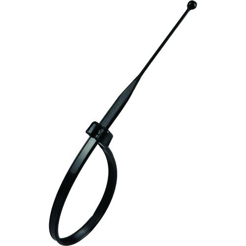 【特長】●頭部のスリット状の開口部に、球状の先端を引っ掛け、手軽に結束できます。●暗闇や手元の見えにくい場所での結束に適しています。【用途】●電線・ケーブルの固定に。【仕様】●色：黒●幅(mm)：3.4●長さ(mm)：154●厚さ(mm)：...