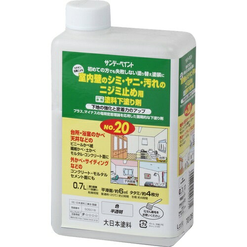 【特長】●上塗り塗料と素地との密着力を高めます。●カチオン効果でシミ・ヤニのニジミを防ぐ水性下塗り剤です。【用途】●屋外・屋内の塗料下塗り剤。●室内壁のシミ・ヤニ・汚れニジミ止め用に。屋内壁（コンクリート、モルタル、ビニール壁紙など）、屋外...