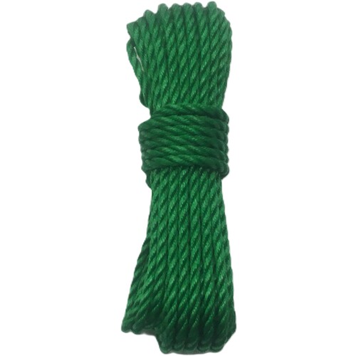 【特長】●軽量で水に強く、強力でショックにも強いロープです。【用途】●ネット、農園芸、インテリアなど。【仕様】●色:緑●線径(mm):6●長さ(m):10●包装形態:袋入●質量(kg):0.16【質量】0.16KG【材質／仕上】●ポリエチレ...