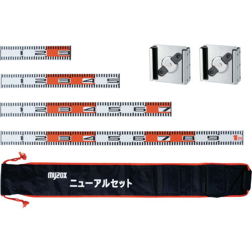 【特長】●使いやすいアルミ製のニューアルロッド4タイプに検測金具を付けた便利な標尺セットです。【用途】●現場工事写真記録用【仕様】●幅(mm)：60●厚さ(mm)：6●全長(mm)：300/500/700/1000●セット内容：N-30×1...