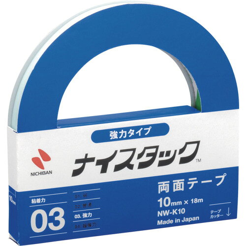 【特長】●強力タイプのナイスタック［［TM下］］です。●巻心は再生紙を使用しています。【用途】●紙工作、図工教材の製作に。●ポスターやカレンダーの掲示に。【仕様】●色：白●幅(mm)：10●長さ(m)：18●厚さ(mm)：0.15●テープカ...