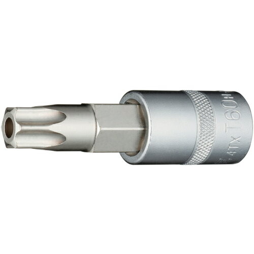 【特長】●いじり防止タイプです。●早回しに便利なローレット加工仕上げです。【用途】●T型トルクスねじの締付け、緩め作業用。【仕様】●呼びNo.：T60●先端寸法(mm)：13.20●差込角(mm)：12.7●全長(mm)：74【材質／仕上】...