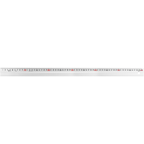 【特長】●大きな目盛数字表示を採用しました。●軽くて錆びず丈夫です。【用途】●長さの測定・カッティング定規・溝引きに。【仕様】●全長(mm)：610●幅(mm)：35●厚さ(mm)：5●呼び寸法(mm)：600●上段(ピッチ)：1mm●目盛...