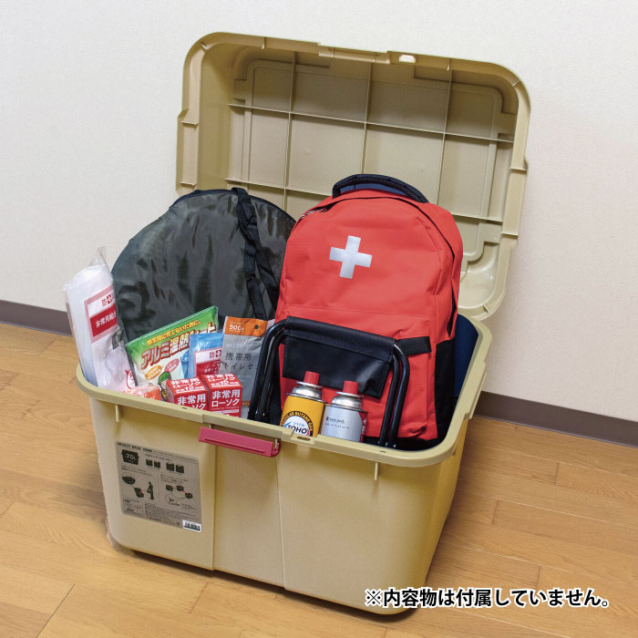 災害時にも安心！非常食・水・簡易トイレなど防災用品をたっぷり収納できる大容量ストッカー宅配ボックスにもなり、南京錠が取り付け可能なので置き配対策にも対応です。（南京錠別売） 灯油タンク収納に最適で70Lの容量は18L×2本の灯油缶が収まるサ...
