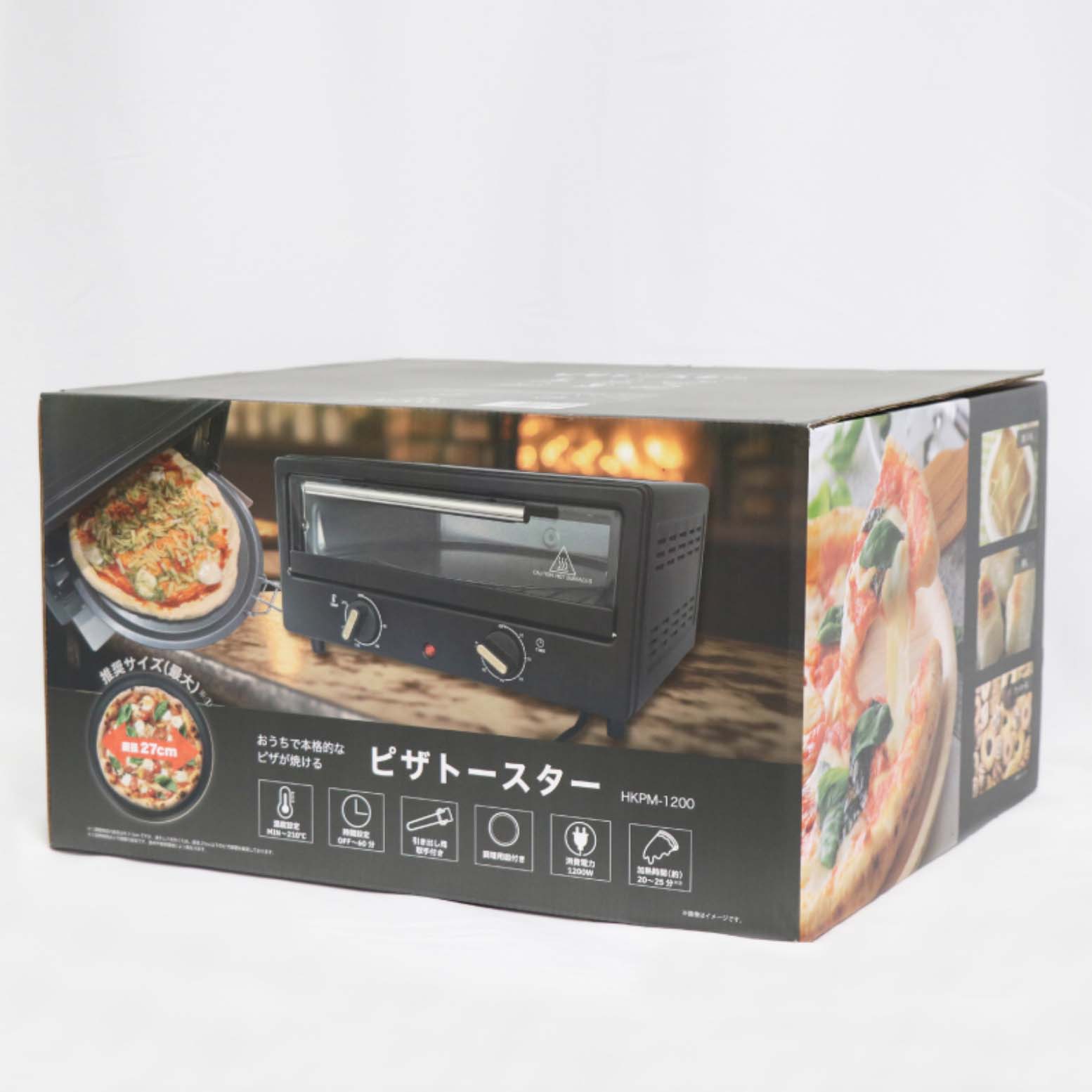 おうちで本格的なピザが焼ける！ 推奨サイズ(最大)直径27cm 本体サイズ：約幅390×高さ200×奥行380mm 本体質量：約3500g 庫内サイズ：約幅320×高さ67×奥行320mm ■生産地：中国 【仕様】 定格電源：AC100V　...