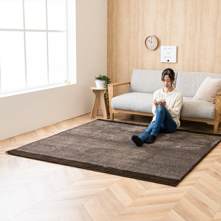 カーペット ラグ 正方形 2畳 滑り止め ボリューム 厚手 ベージュ 約185×185cm カーペット マット シンプル おしゃれ モダン ベージュ グレー ブラウン オシャレ リビング おしゃれ ラグ 滑りにくい 滑り止め ボリューム商品...