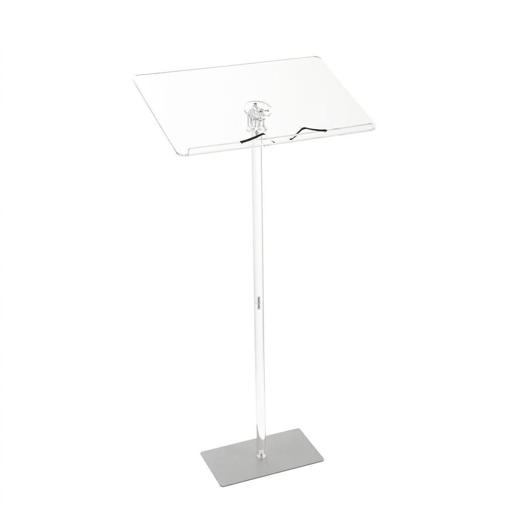 商品名演台スタンド商品情報素材：アクリル 本体サイズ：45cm×35cm×109‑119cm（モデルにより異なります） 天板サイズ：60cm×45cm商品特徴■高品質素材と丈夫な作り 厚さ8mmの高品質アクリルで製作されています。クリアな美...