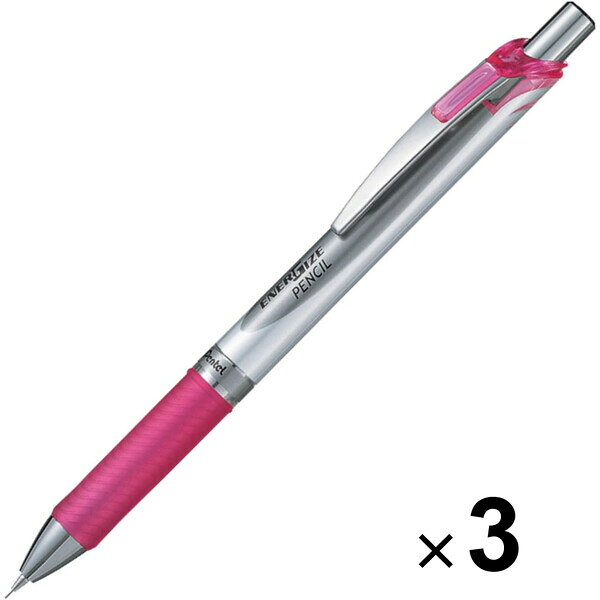 商品名ぺんてる シャープペンシル エナージェルシャープ 0.5mm シルバー/ピンク軸 PL75-P 3本セット説明シルバーカラーがクールなシャープペンシル。先端を保護するスライドスリーブ式で、持ち運びも安心。消しゴム付き。【サイズ】高さ1...