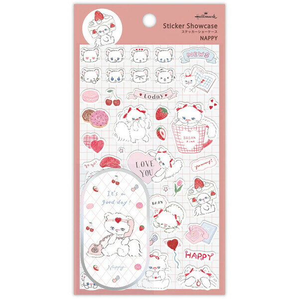 商品名シール ステッカーショーケース LINEスタンプ クリエイター NAPPY キャット 2シート入 ログ かわいい ホールマーク説明LINEスタンプで話題のクリエイター♪日常をかわいく残すライフログ用「シール」です。日常のワンシーンや感...