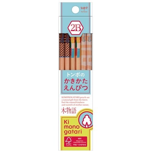 商品名トンボ鉛筆 木物語 かきかた鉛筆 2B 水色説明森林認証材を使用したキッズ向けの鉛筆「Ki monogatari」シリーズ。木肌の軸に明るく楽しいデザインをトッピングした、木の温もりが手でも目でも感じられるナチュナルデザインの鉛筆です...