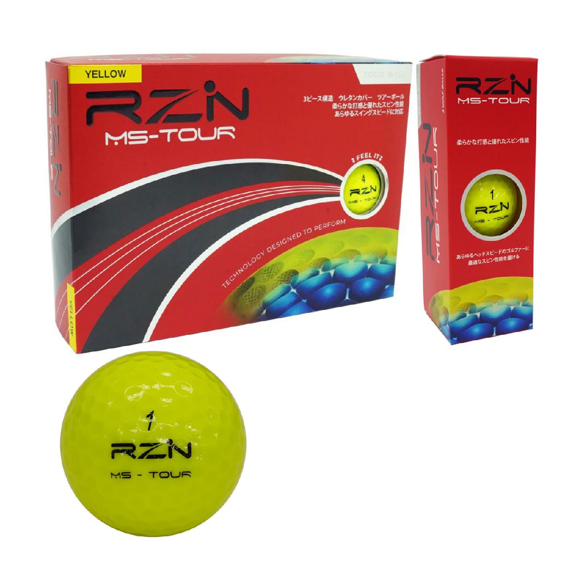 RZN MS-TOUR ボールその他メーカー / その他商品の特徴発色の良い蛍光イエローカラーを採用。柔らかな打感と優れたスピン性能が特徴の3ピース構造ツアーボールです。ソフトウレタンカバーがイメージ通りの弾道とスピンコントール性能を実現し...