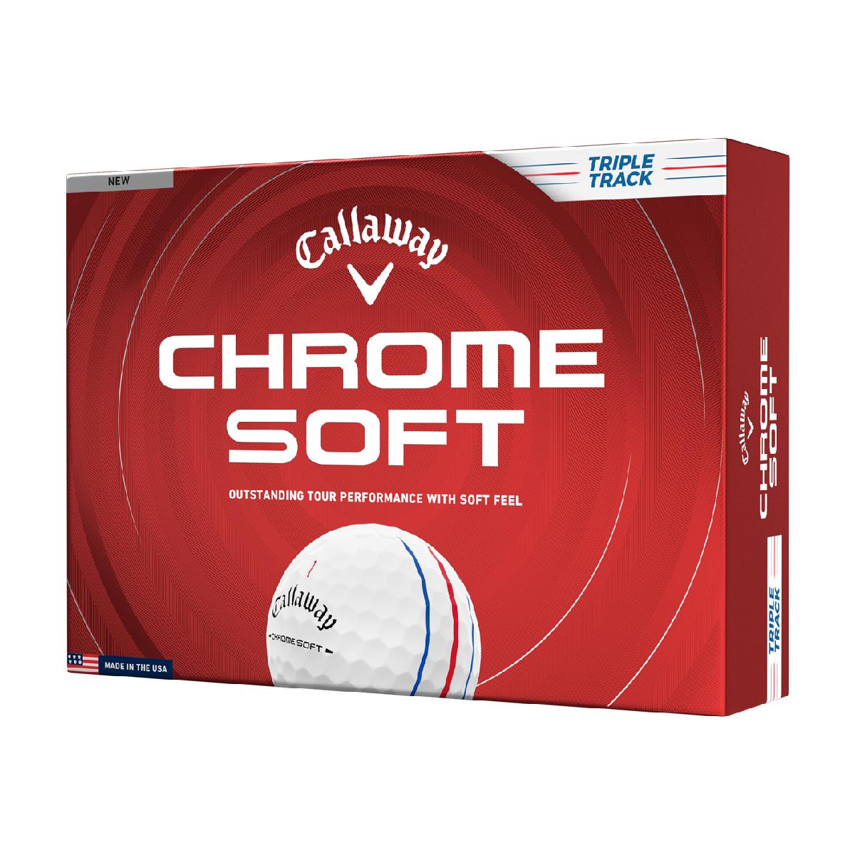 CHROME SOFT トリプル・トラック ボールキャロウェイゴルフ / CHROME SOFT商品の特徴4年の歳月をかけて開発した新素材をマントル(2層目)に採用追い求めたのは更なるボールスピード生まれ変わったCHROMEボールシリーズボ...