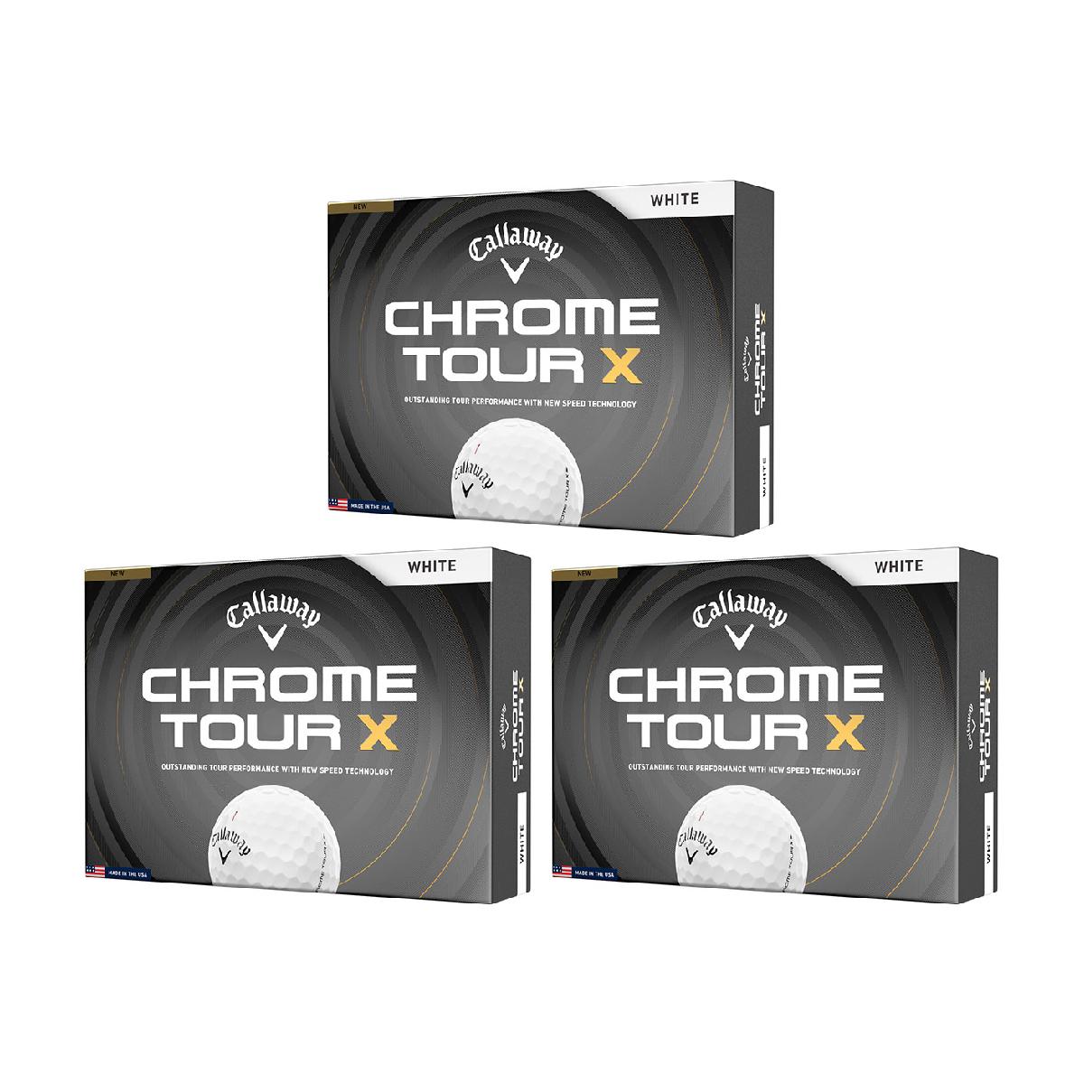 CHROME TOUR X ボール 3ダースセットキャロウェイゴルフ / CHROME TOUR商品の特徴4年の歳月をかけて開発した新素材をマントル(2層目)に採用追い求めたのは更なるボールスピード生まれ変わったCHROMEボールシリーズボ...
