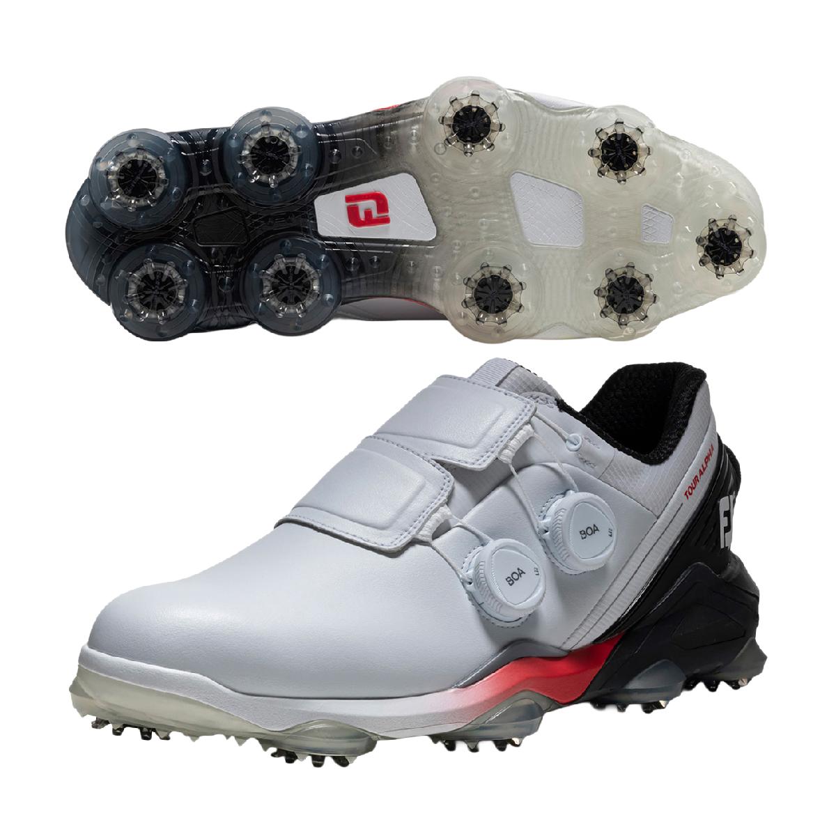 ツアーアルファ トリプル BOA シューズフットジョイ / Foot Joy商品の特徴FOOTJOY史上最もパワーと安定性にこだわった本格的ツアースパイクシューズTOUR ALPHA TRIPLE(ツアーアルファトリプル)タイプダイヤルタイ...