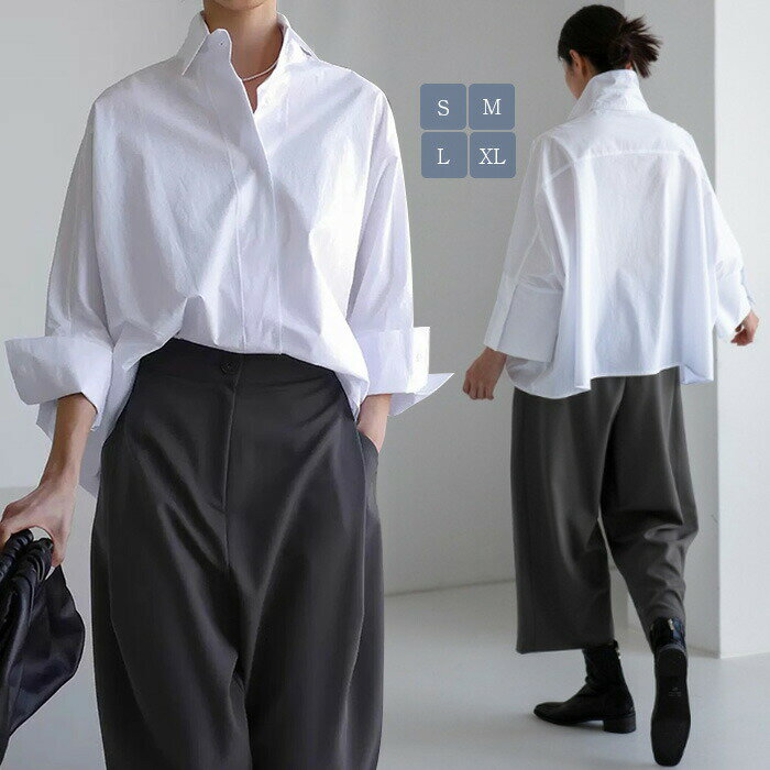 商品名シャツ カラーホワイト(写真参照)※ モニターの発色の具合により実際の商品と色が異なる場合がございます。サイズ(cm)S:着丈53 バスト128 肩幅90 袖丈22M:着丈54 バスト130 肩幅91 袖丈23L:着丈56 バスト13...