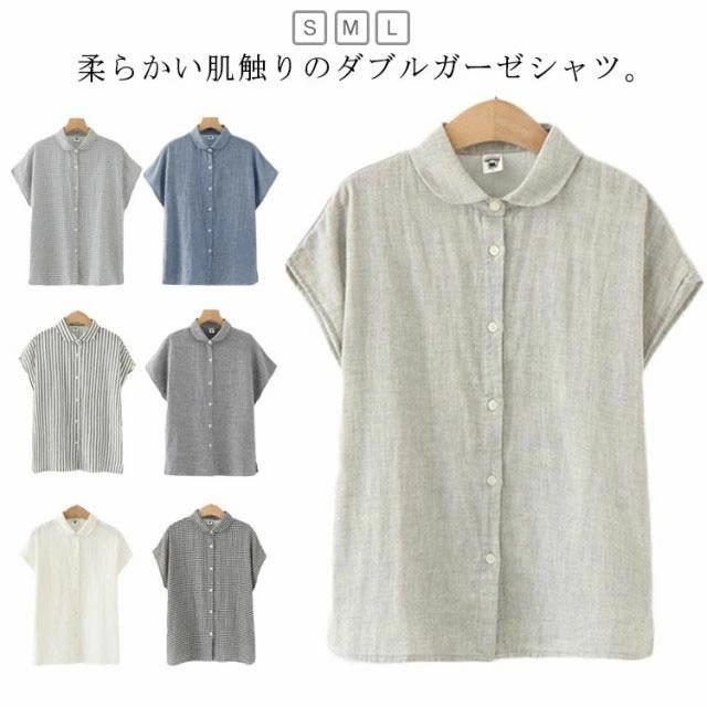 柔らかい ガーゼ ブラウス ガーゼシャ レディースファッション 続々登場 1 2 3 4 5 6 7 S M L