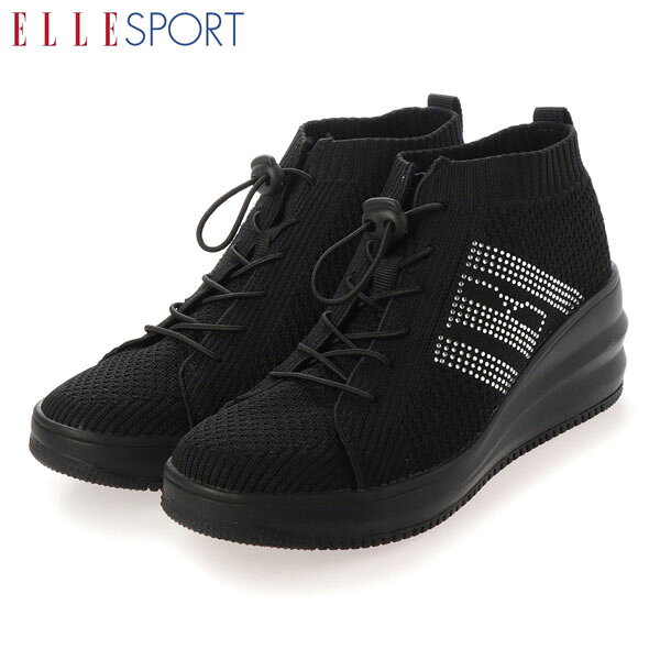 エル スポーツ ELLESPORT 軽量厚底ニットブーツ ESP12713A軽量なEVAソールを使用したニットブーツを作りました♪高低差を感じづらいフラットな厚底で安定感も非常に良いですニット素材と靴ひもがゴムになっているためフィット感もあ...