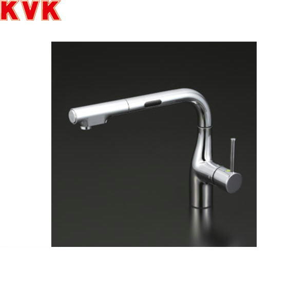KVKシングルシャワー付混合栓 KM6111DEC 吐水口長さ：277mm 取付穴径：φ35〜39mm 一般地仕様 センサー付 電源：電池使用(単3電池) eレバー水栓(レバー中央水吐水) シャワー引出し式 ブレードホース・クイックファスナ...